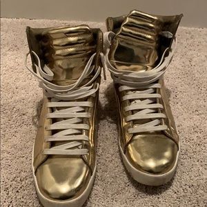 Zara Shoes | Golden High Top Sneakers Special Edition | Poshmark